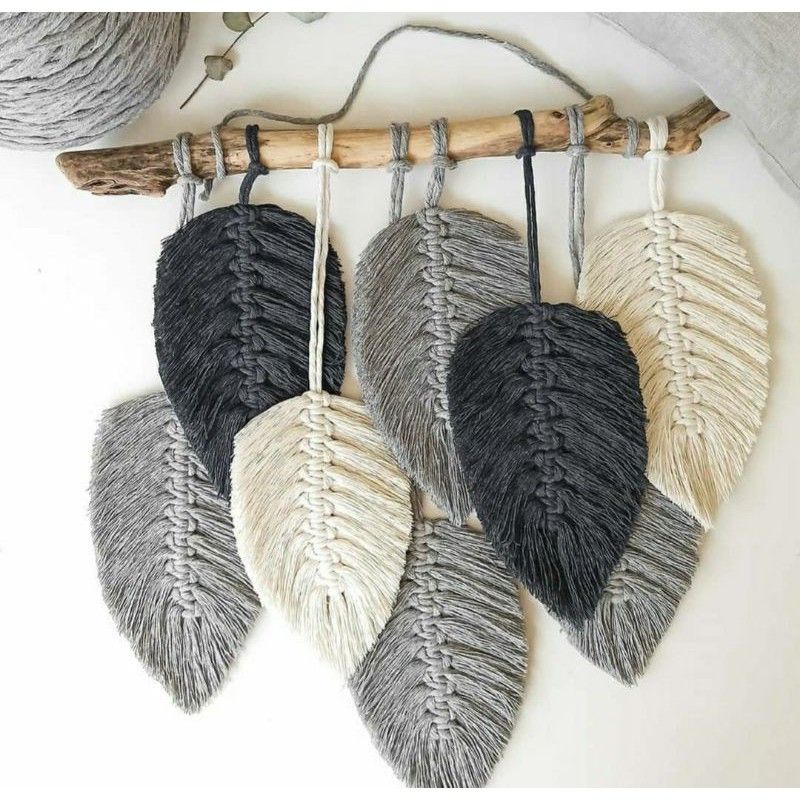Jual Hiasan Macrame 8 daun (Abu putih hitam) | Shopee Indonesia