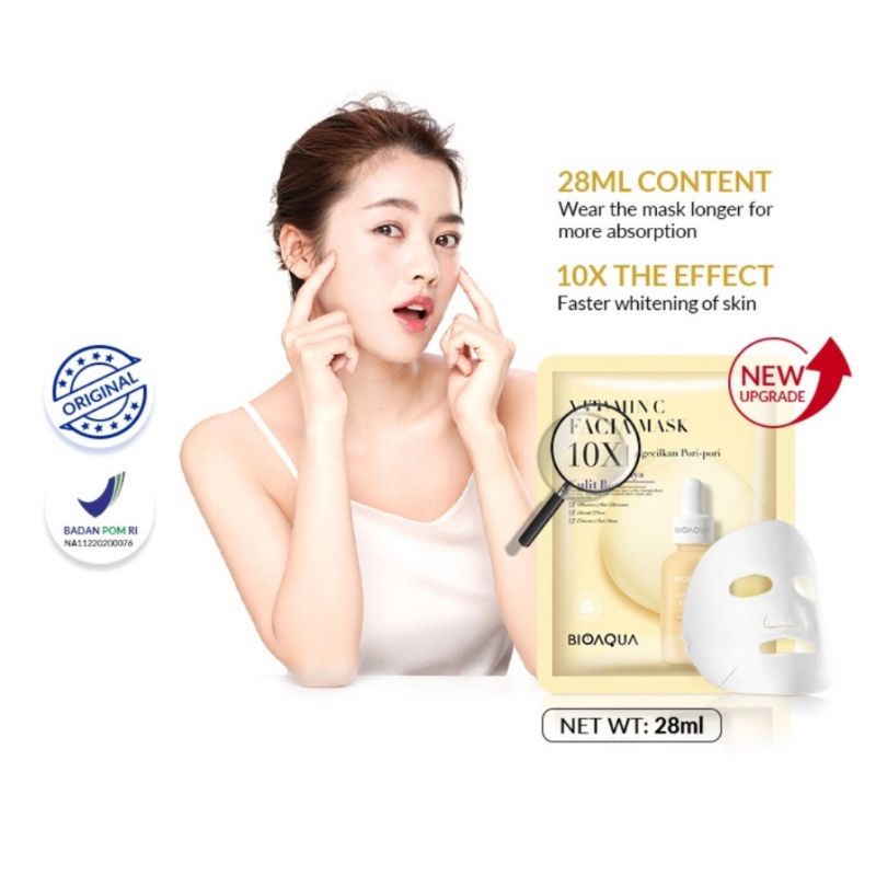Jual BIOAQUA 10X EFFECT MOISTURIZING ESSENCE SHEET MASK VITAMIN C / SQUALANE / COLLAGEN ...