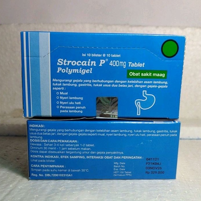 Jual Strocain P 400 mg tablet - Obat Maag Lambung- ORI box = 100 tablet ...