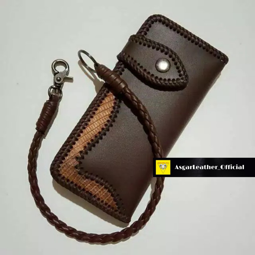 Jual Dompet Kulit Panjang Pria Dompet Bikers Dompet Panjang Tali Anyam ...