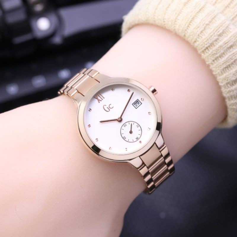 Jual JAM TANGAN WANITA/CEWEK GC CHRONO TANGGAL AKTIF STAINLEES | Shopee ...