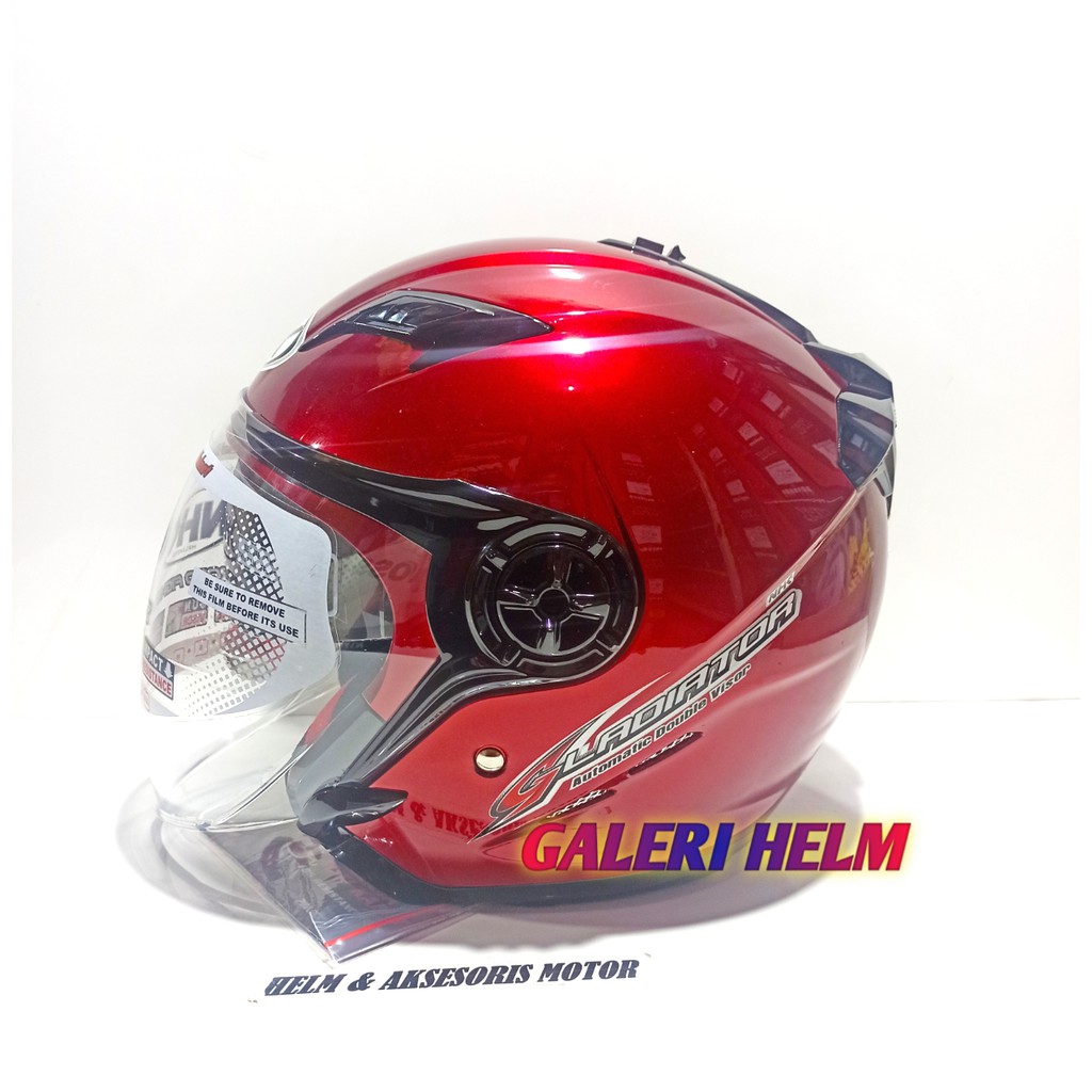 Jual Helm NHK GLADIATOR SOLID MERAH MARUN/ROYAL RED-M Half Face ...