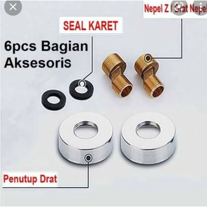 Jual NEPEL KRAN PANAS DINGIN SAMBUNGAN KRAN SHOWER MANDI BATHUB 2 PIC ...