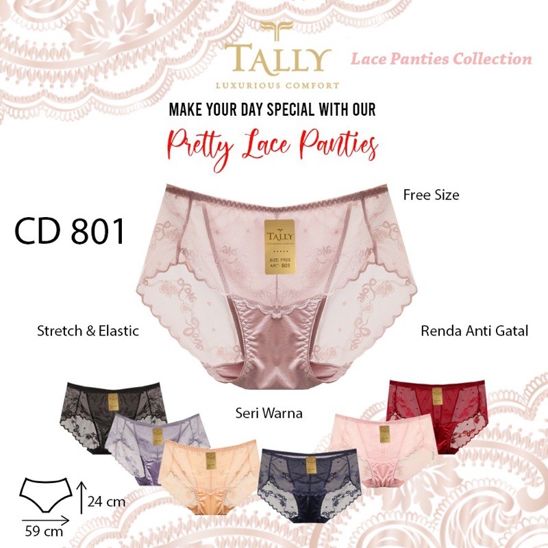 Jual CD | Celana Dalam Wanita Brukat Halus TALLY 801 Freesize | Shopee Indonesia