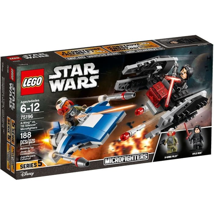 Jual mkmn-755 Lego StarWars MicroFighters 75196 A-Wing vs. TIE Silencer ...