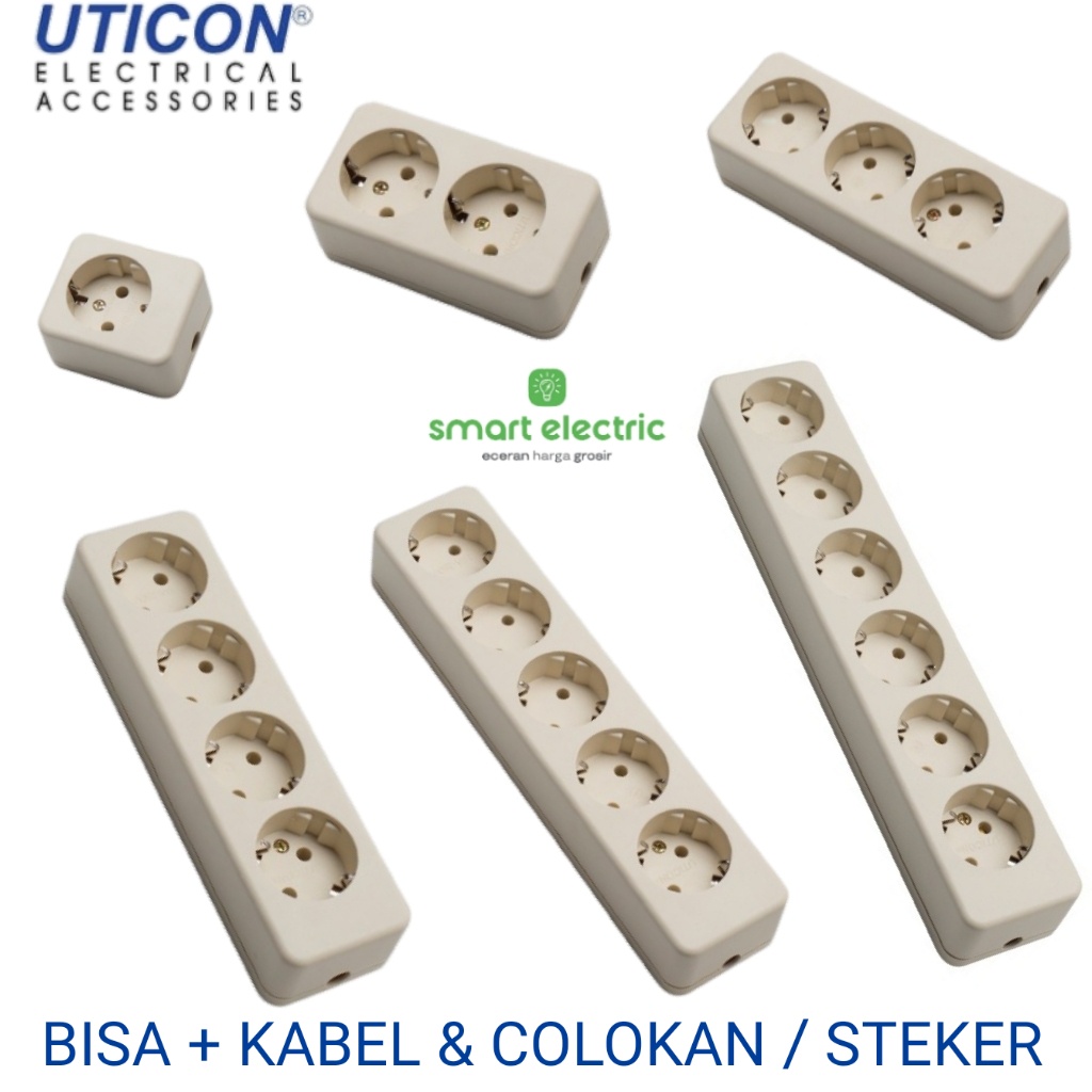 Jual Uticon Stop Kontak Arde 1-6 Lubang Terminal Colokan Cok Sambung Kuningan | Shopee Indonesia