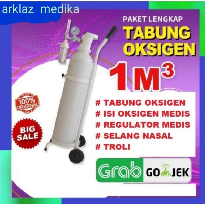 Jual TABUNG OKSIGEN 1m3 + REGULATOR SIAP PAKAI OXYGEN ISI FULL | Shopee ...