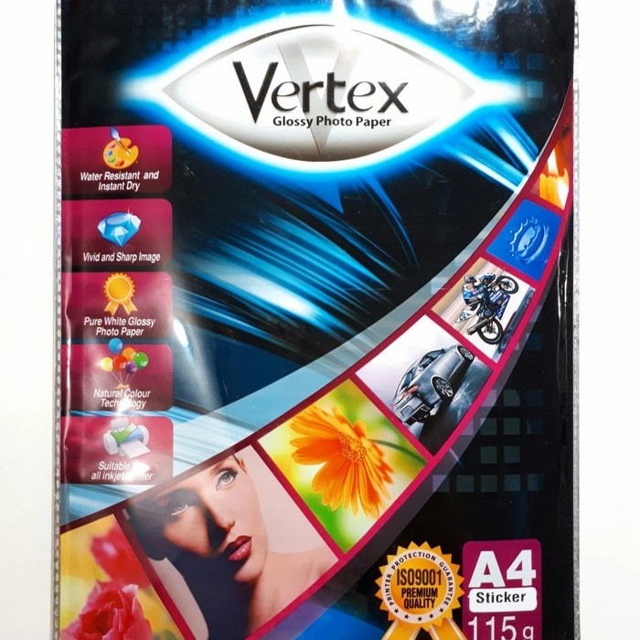Jual KERTAS Photo Sticker Vertex 115g / Kertas Foto Glossy Stiker ...