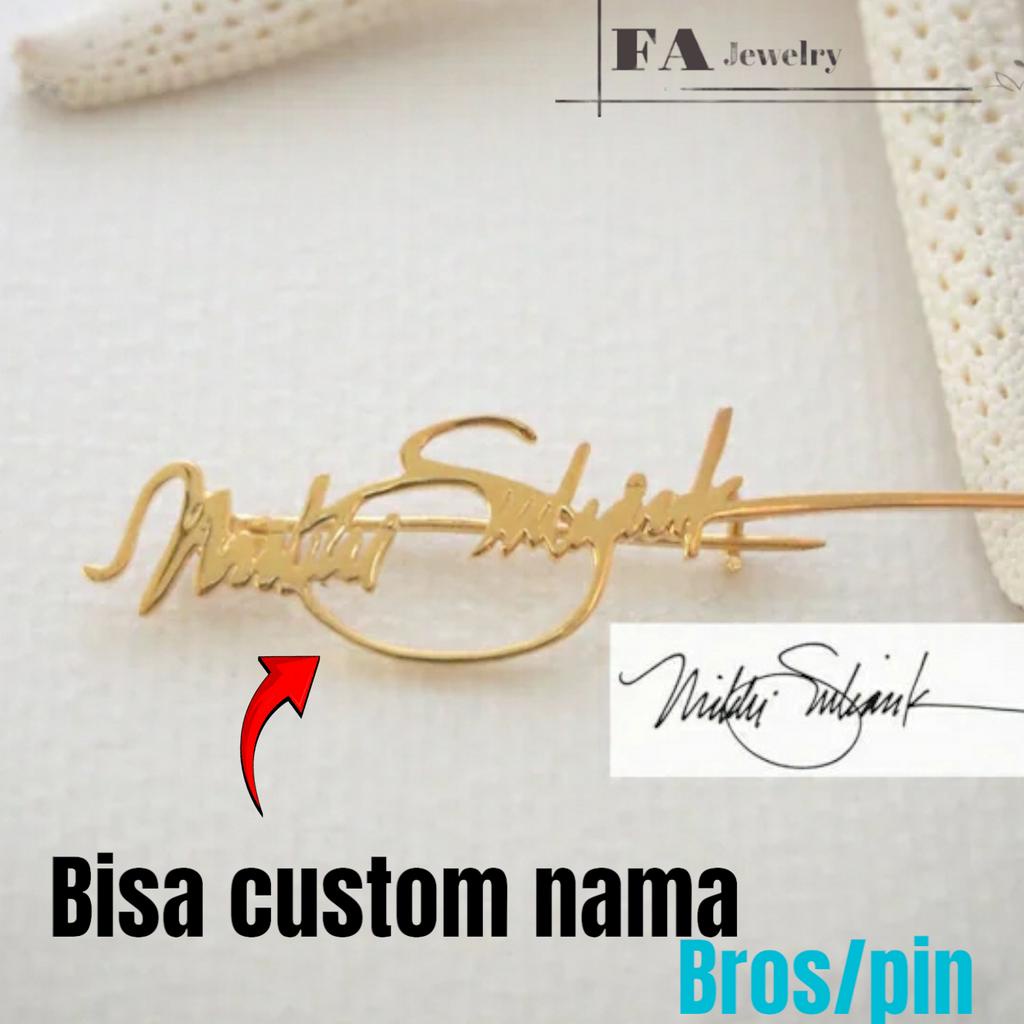 Jual Bros pin nama lapis emas asli 24k bisa custom nama sendiri bros ...