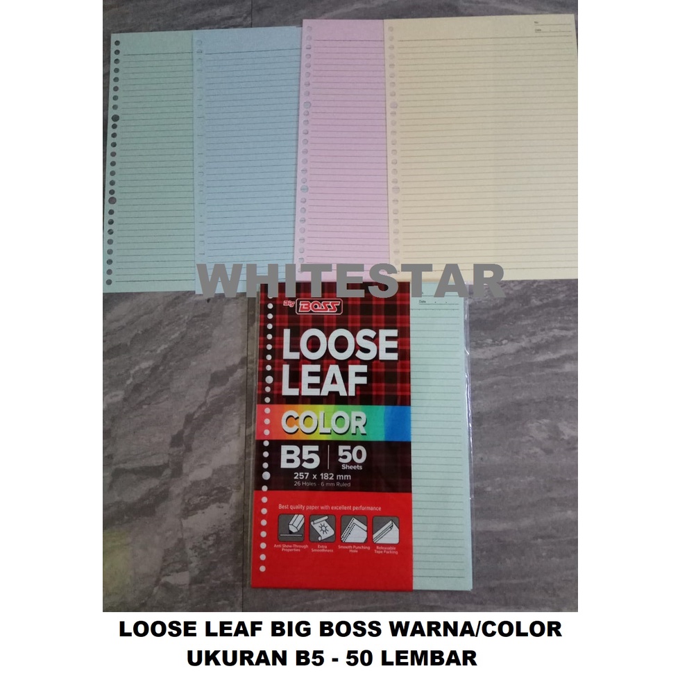 Jual loose leaf garis big boss warna / color - ukuran / Uk. B5 - 50 ...