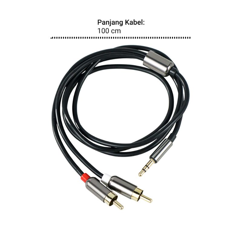Jual FONKEN Kabel AUX 3.5mm Male ke 2 RCA Male 1 Meter - R1 | Shopee Indonesia
