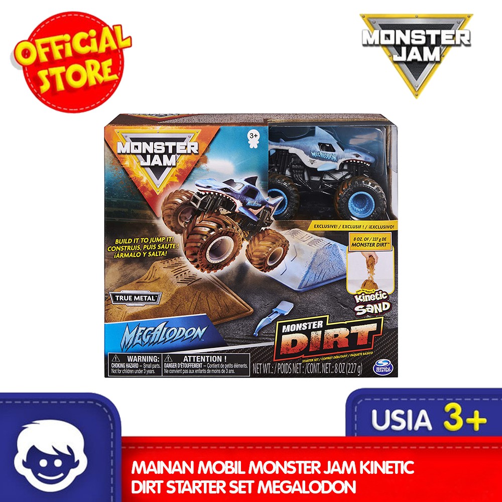 Jual Mainan Mobil MONSTER JAM Kinetic Dirt Starter Set MEGALODON ...