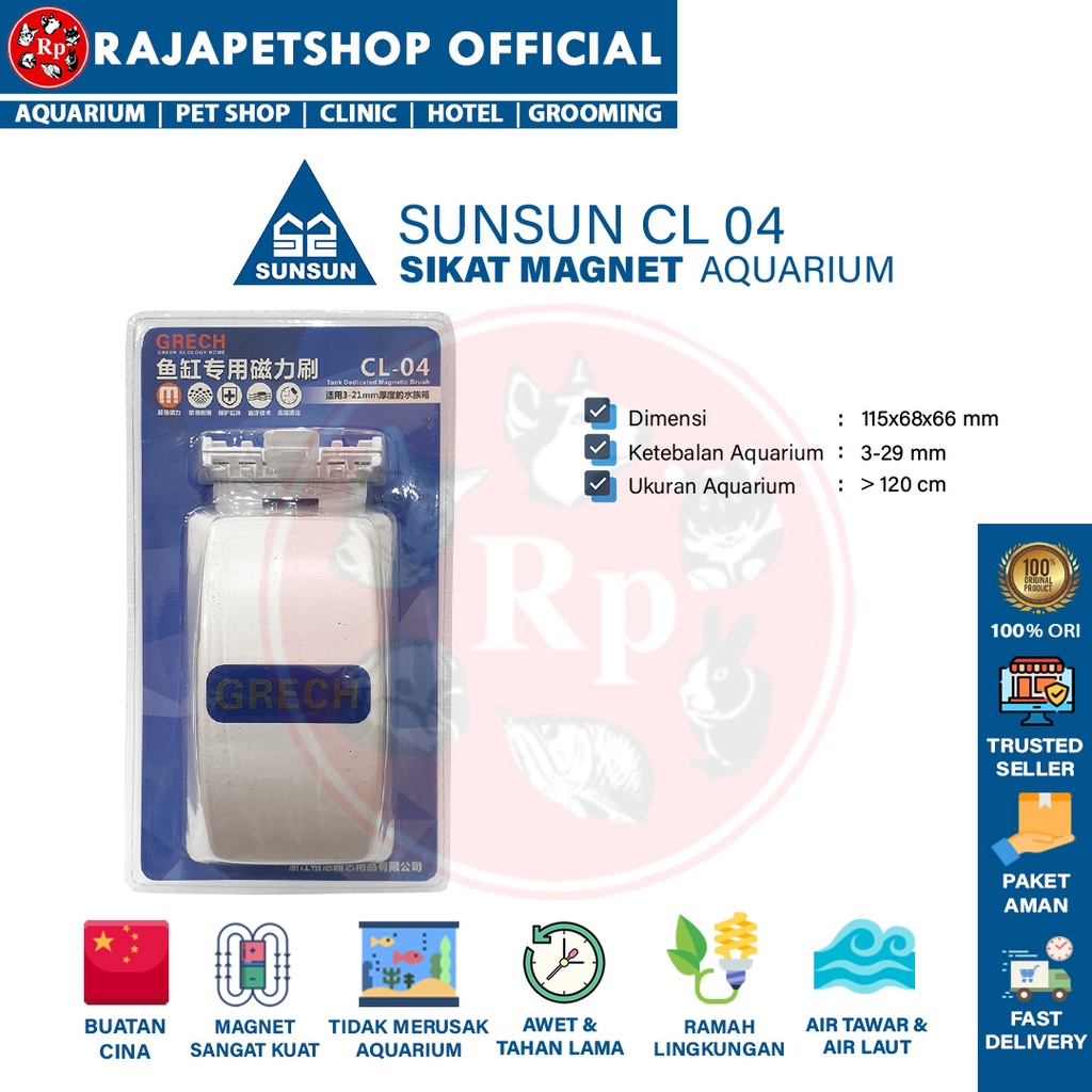 Jual SUNSUN CL 04 SIKAT MAGNET PEMBERSIH KACA AQUARIUM MAGNETIC BRUSH ...