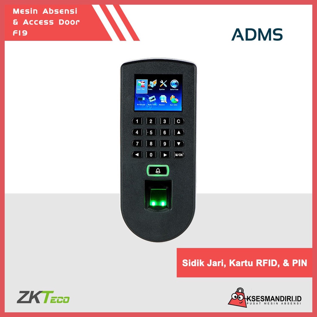 Jual Mesin Akses Door dan Absensi Fingerprint F19 Zkteco RFID | Shopee ...