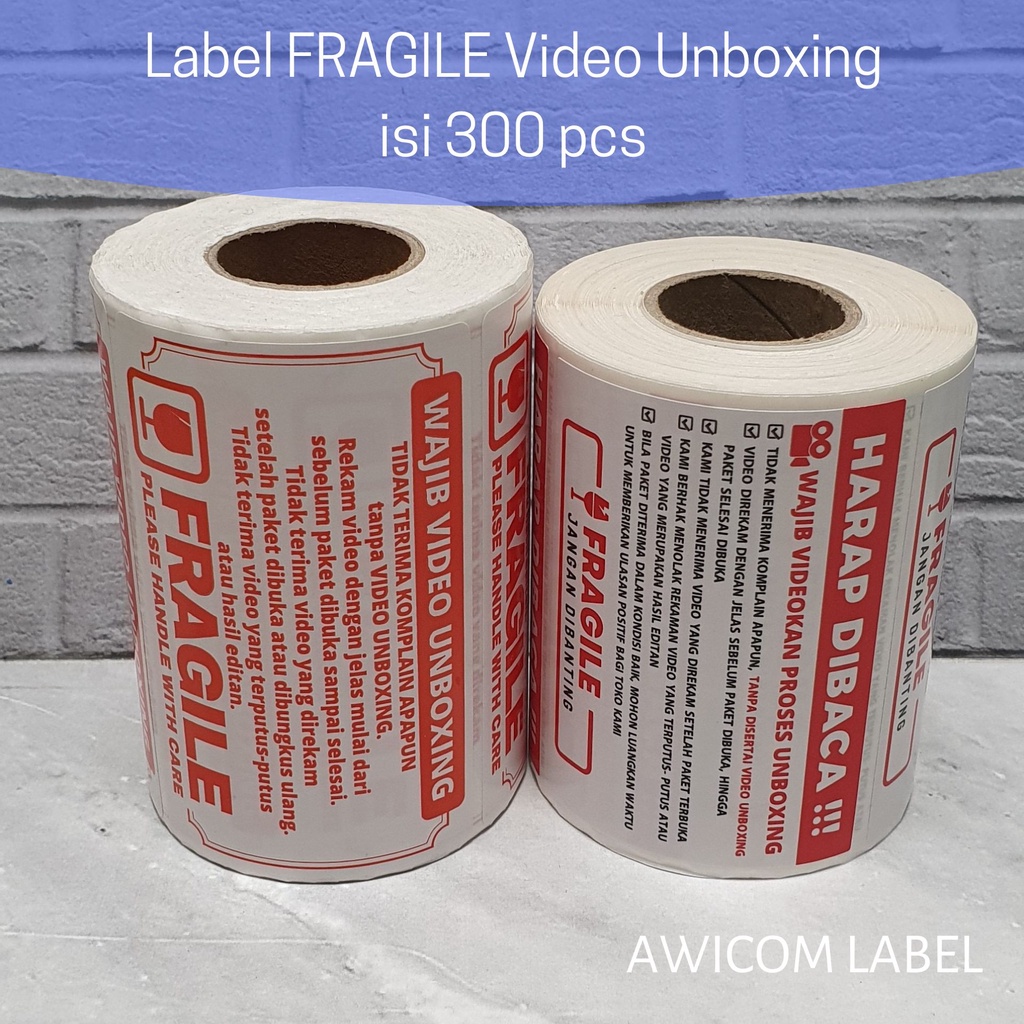 Jual Label Sticker FRAGILE Wajib Video Unboxing Stiker Perhatian Online ...