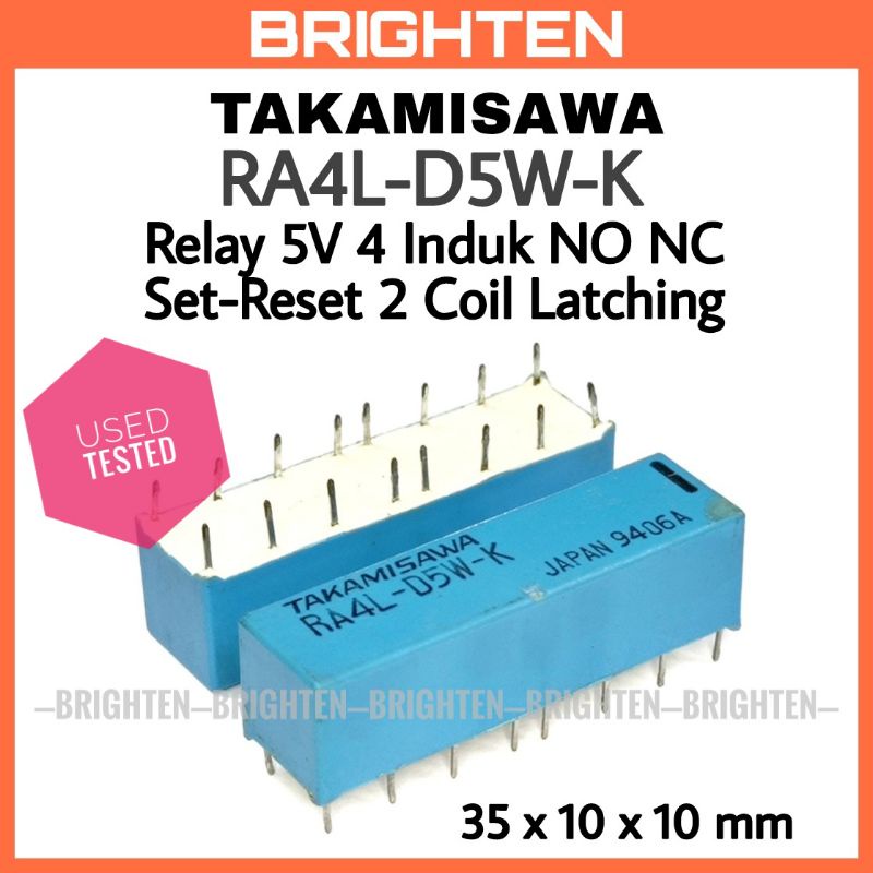 Jual TAKAMISAWA RA4L-D5W-K Relay 5V 4 Induk Set Reset 2 Coil Latching 16pin | Shopee Indonesia