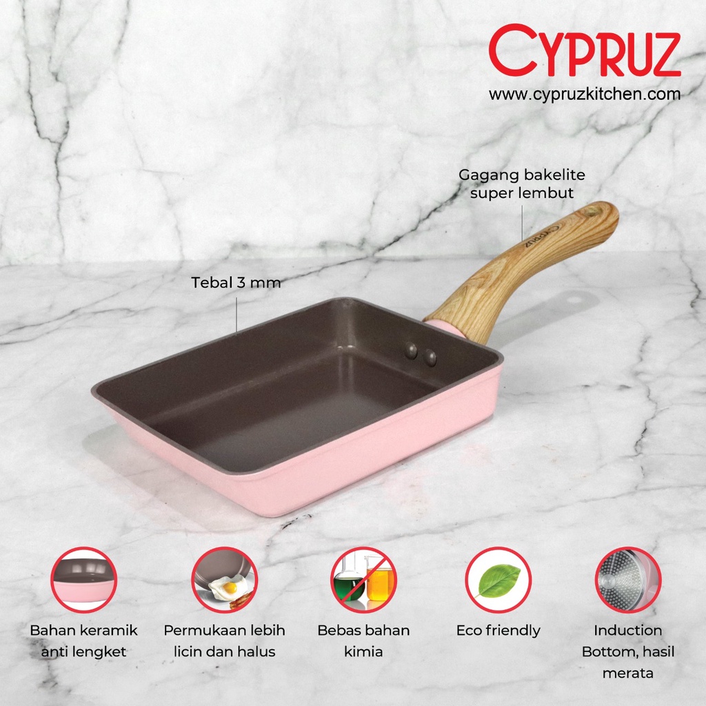 Jual Fry Pan Wajan Anti Lengket Kuali Pan Panci Keramik Wok Pan Marble Cypruz PINK Kompor ...