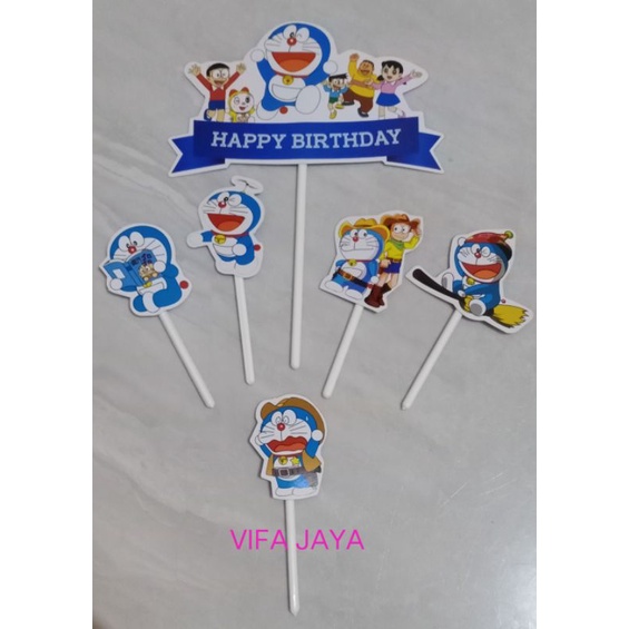 Jual Topper cake karakter happy birthday doraemon | Shopee Indonesia