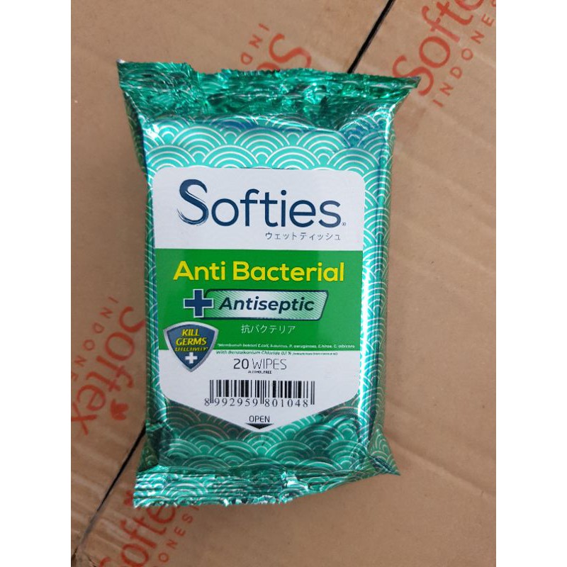 Jual softies wipes antibacterial + antiseptic (20wipes) | Shopee Indonesia