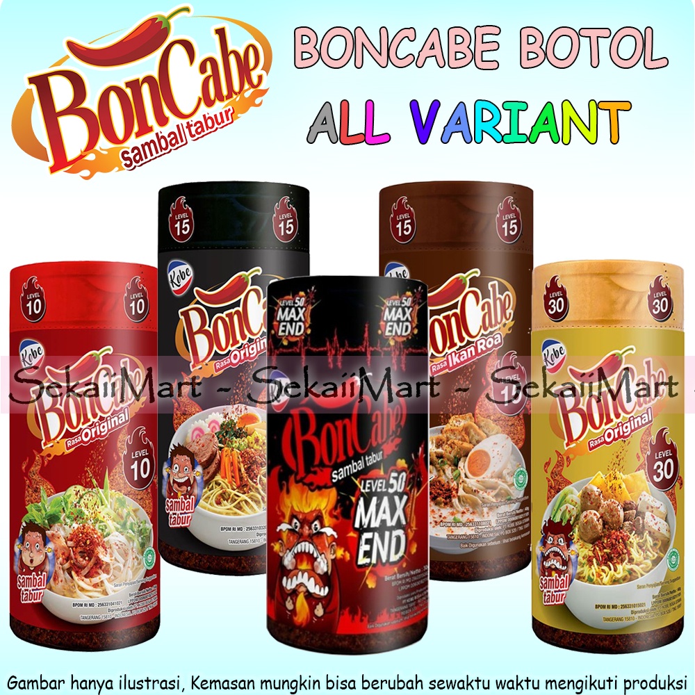 Jual BONCABE Sambal Cabe Tabur Lengkap semua Level - BON CABE Chili ...