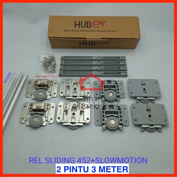 Jual Roda Rel Pintu Lemari Sliding Geser Slow Motion HUBEN SD 452 - 2P ...