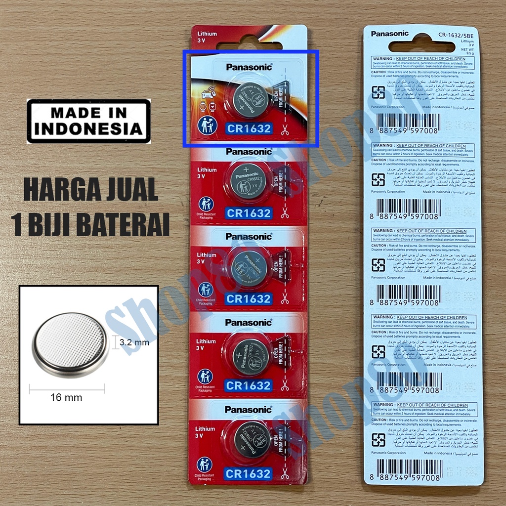 Jual Panasonic CR 1616 1620 1632 Original Lithium 3V Baterai Battery ...
