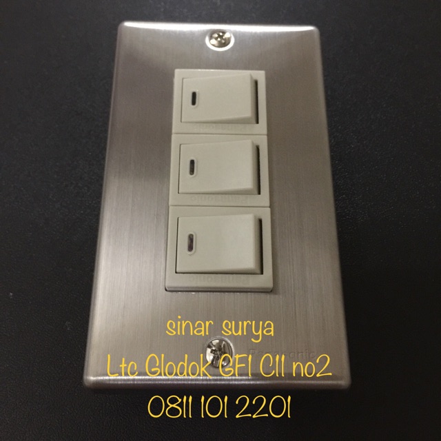 Jual saklar triple 3gang cover stainless panasonic set inbow | Shopee ...