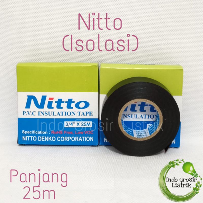 Jual Isolasi Nitto 25meter Isolasi Hitam 3/4" Nitto Isolasi Hitam Besar ...