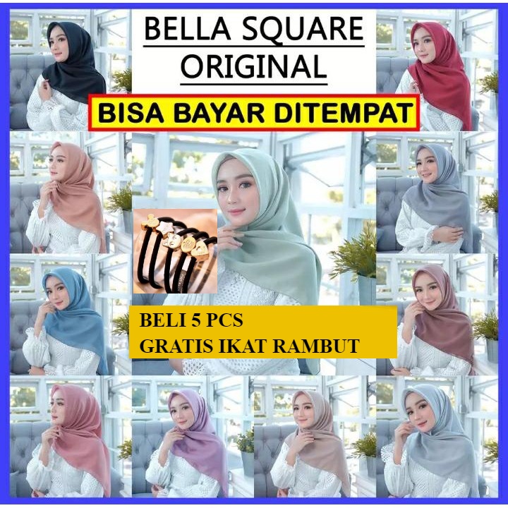 Jual [Beli 3 Free Pentul] COD Premium Bella Square 50 Warna Hijab ...