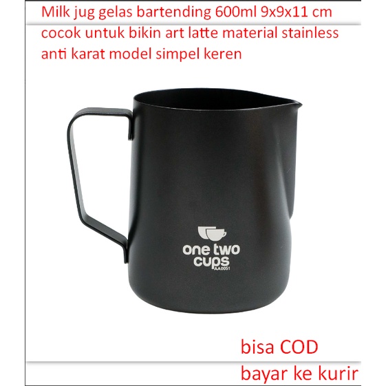 Jual Milk jug gelas bartending 600ml 9x9x11 cm cocok untuk bikin art ...