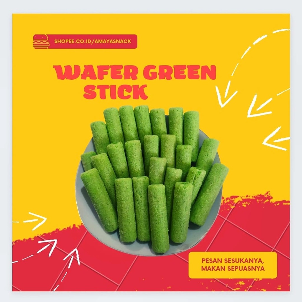 Jual Wafer stik rasa pandan- Green stik 100gr - Cemilan wafer stik ...