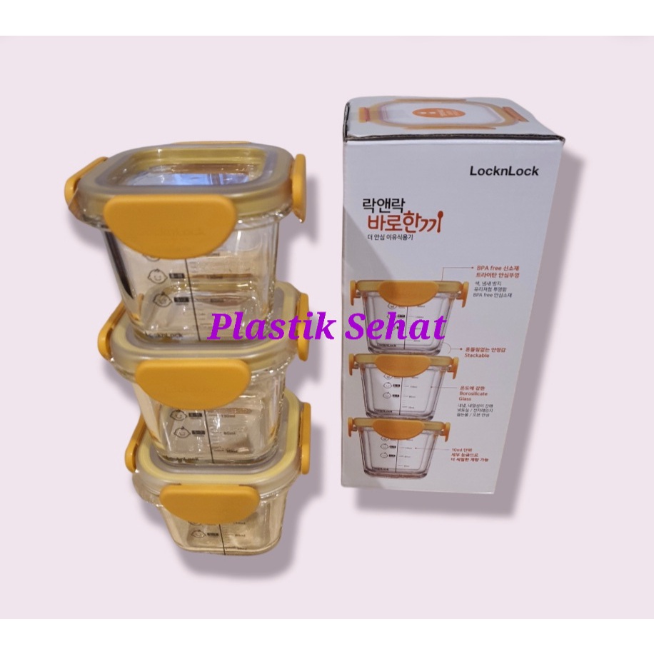 Jual LOCKNLOCK Baby Food Container Mangkuk Kaca Makanan Bayi MPASI Set ...