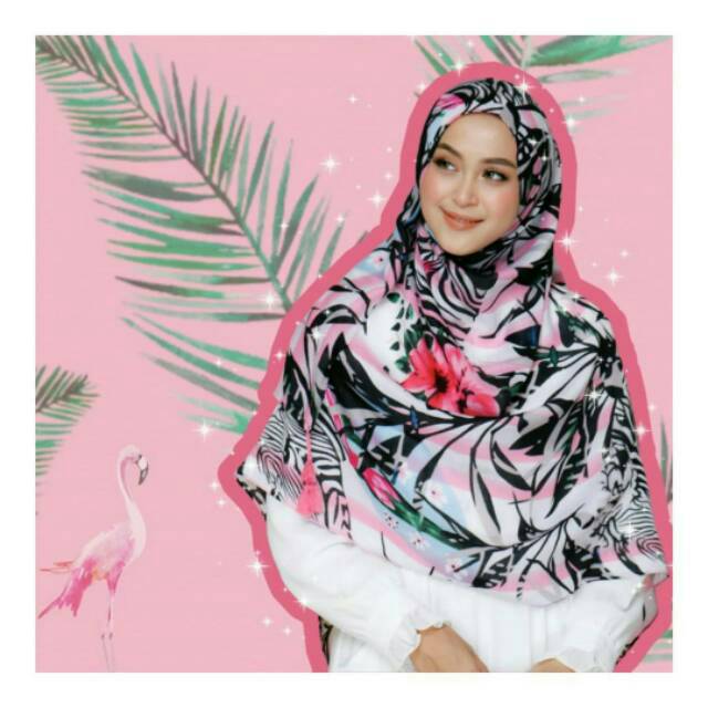 Jual Hijab pashmina katun turki premium with tassel motif bunga zebra | Shopee Indonesia