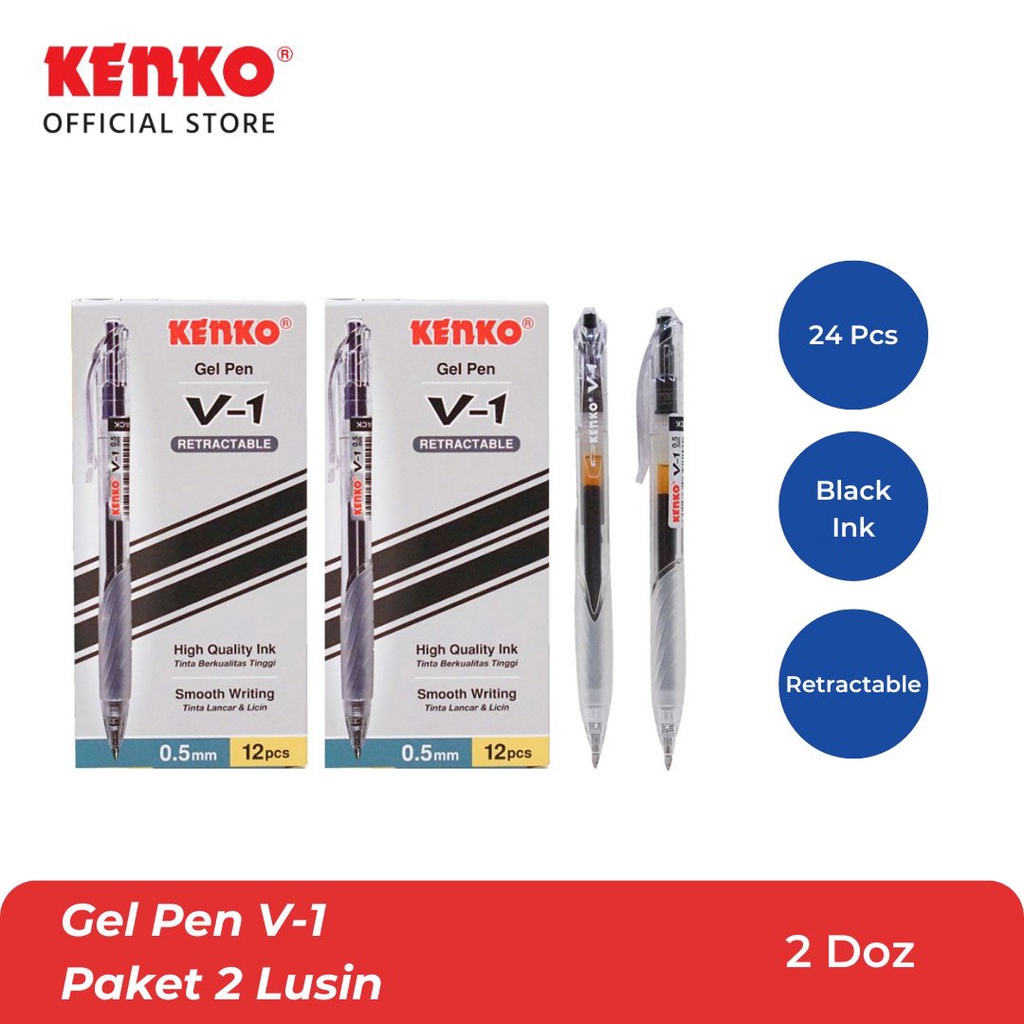 Jual Kenko Gel Pen Tinta Pen Gel V-1 Paket Bundle Hemat 2 Lusin ...