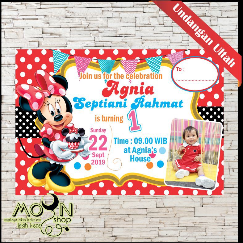 Jual Undangan Ulang Tahun Custom Tema Mickey & Minnie Mouse FREE ...