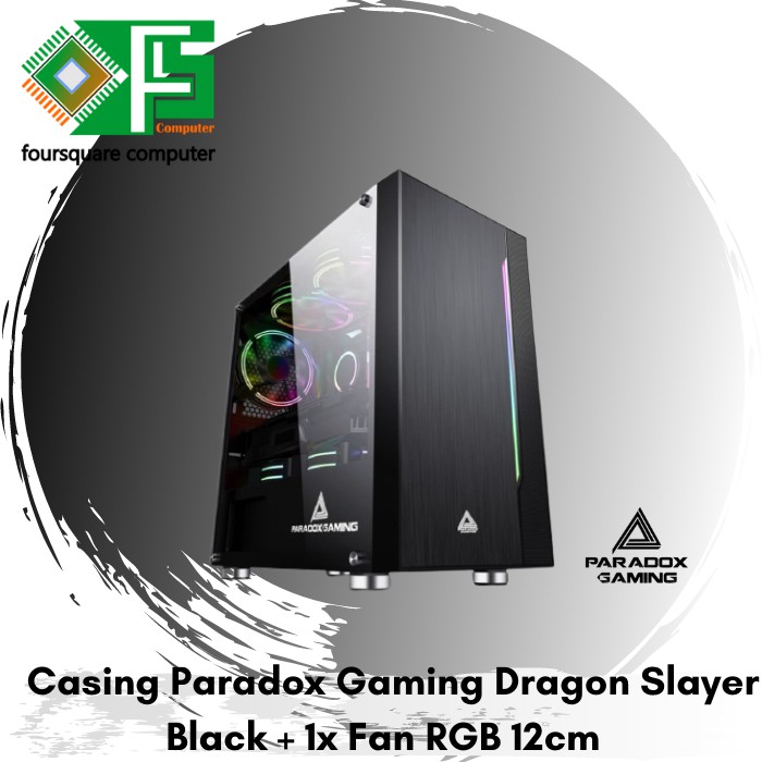 Jual PC Casing Paradox Gaming Case Dragon Slayer Black + 1x Fan RGB ...