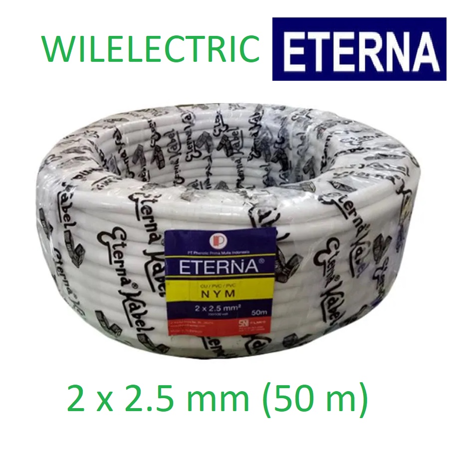 Jual ETERNA Kabel listrik kawat NYM 2 x 2.5 / 2x2.5 mm 50 m rol putih | Shopee Indonesia