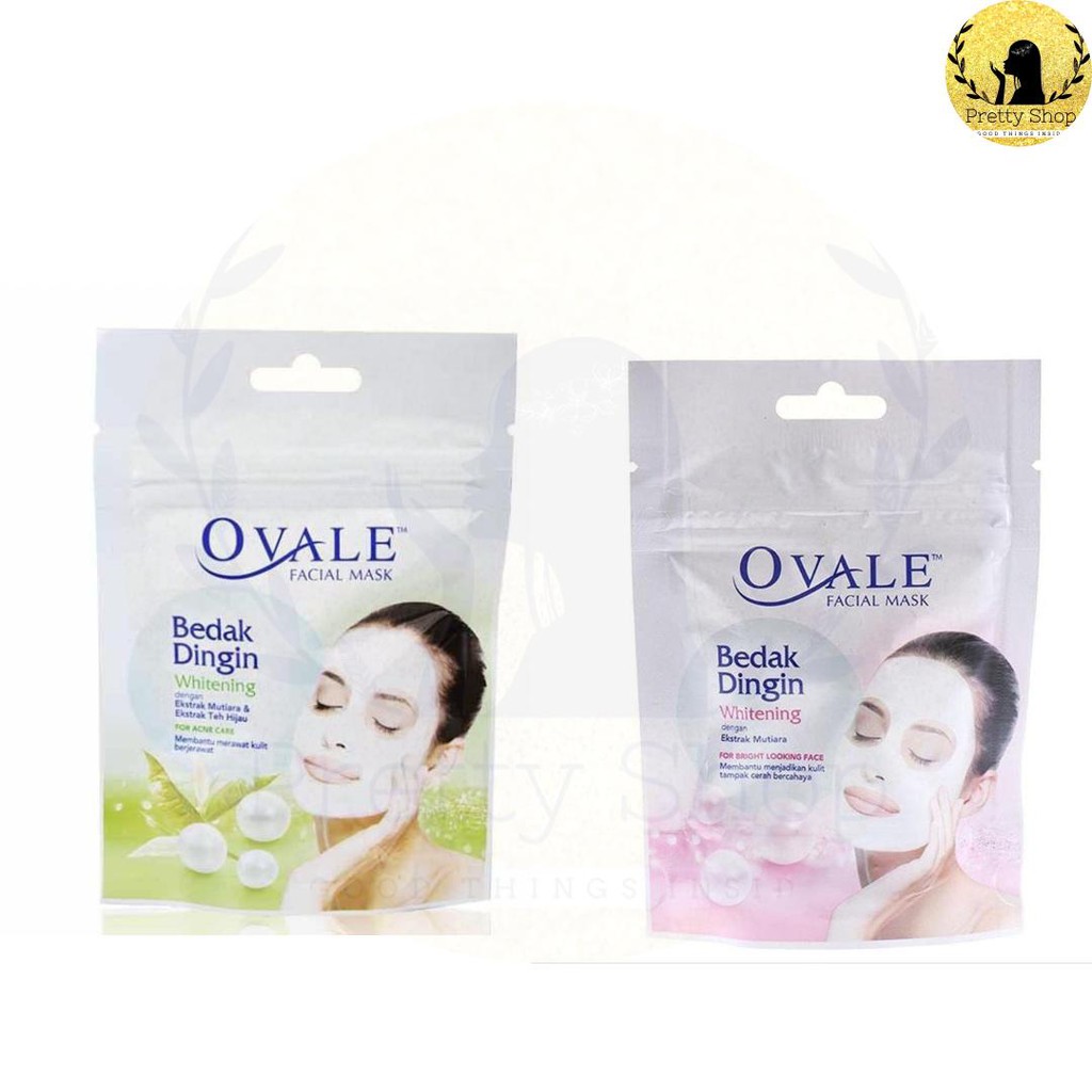 Jual OVALE Facial Mask Bedak Dingin Whitening Ekstrak Mutiara | Shopee ...