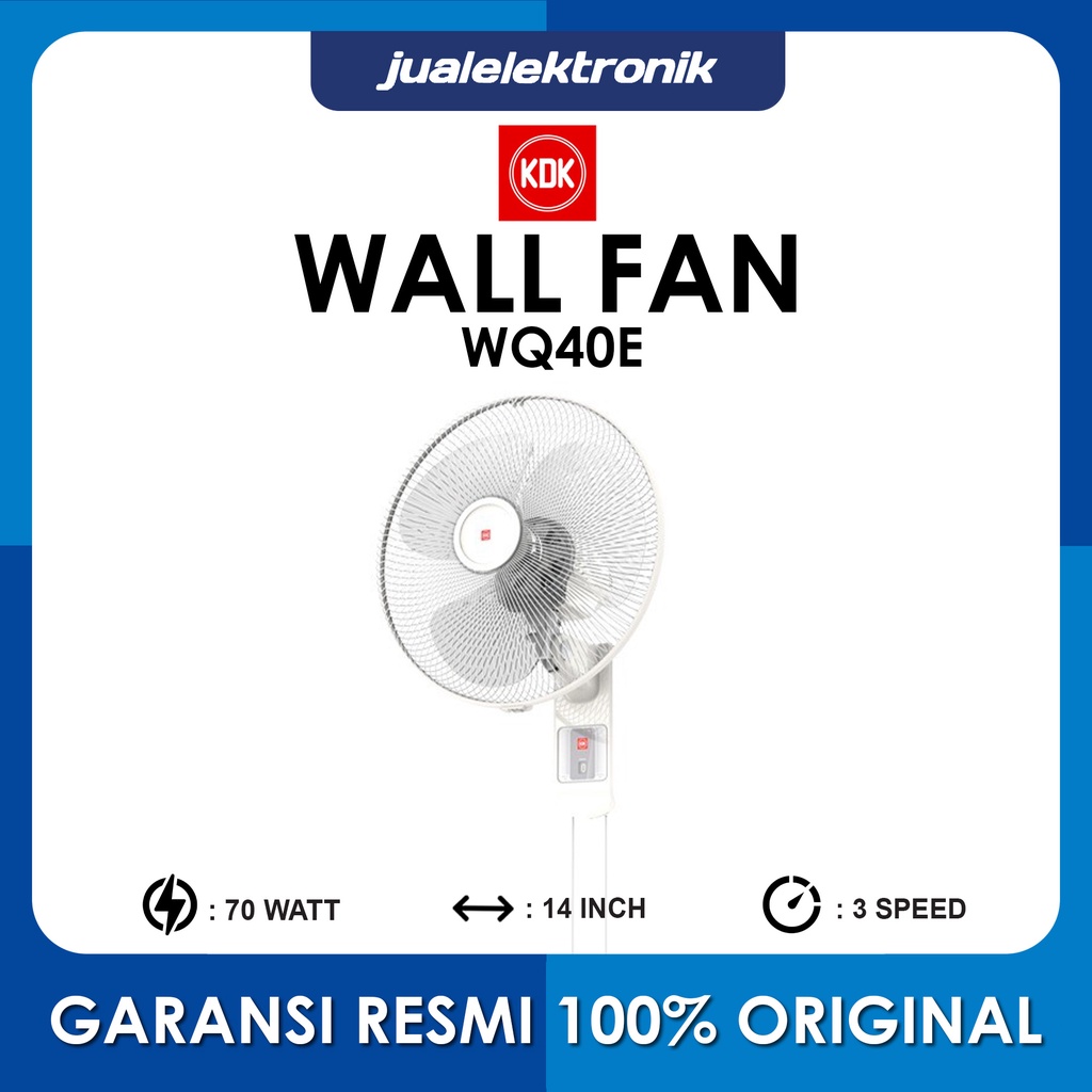 Jual KDK WQ40E WQ 40 E WQ40 Wall Fan 16 inch 3 Speed 2 Tali / Garansi ...