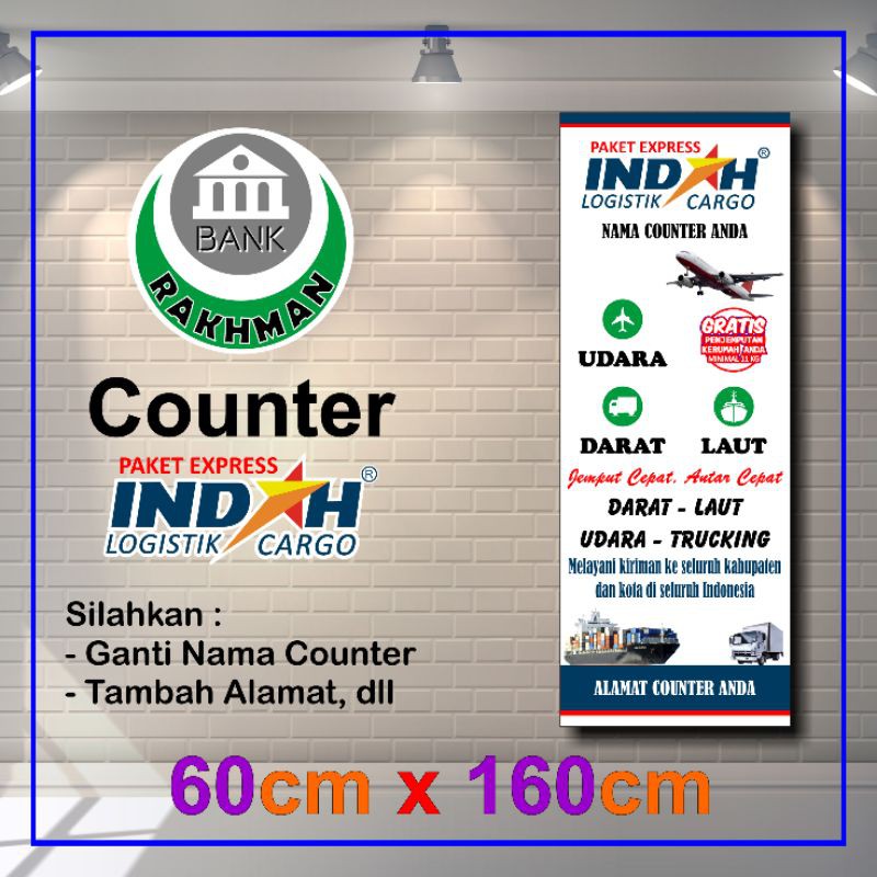 Jual SPANDUK BANNER INDAH LOGISTIK CARGO UKURAN 60CM X 160CM | Shopee ...