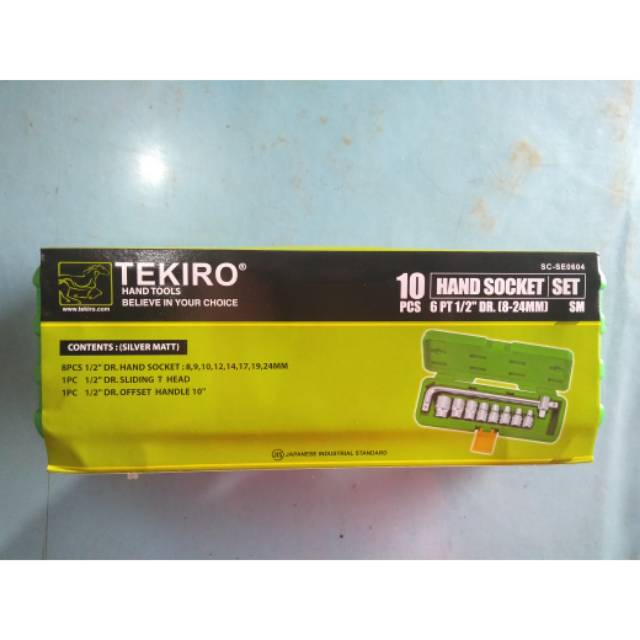 Jual Kunci sock set TEKIRO 10 pcs (plastik) 6PT 1/2" DR (8-24mm) | Shopee Indonesia