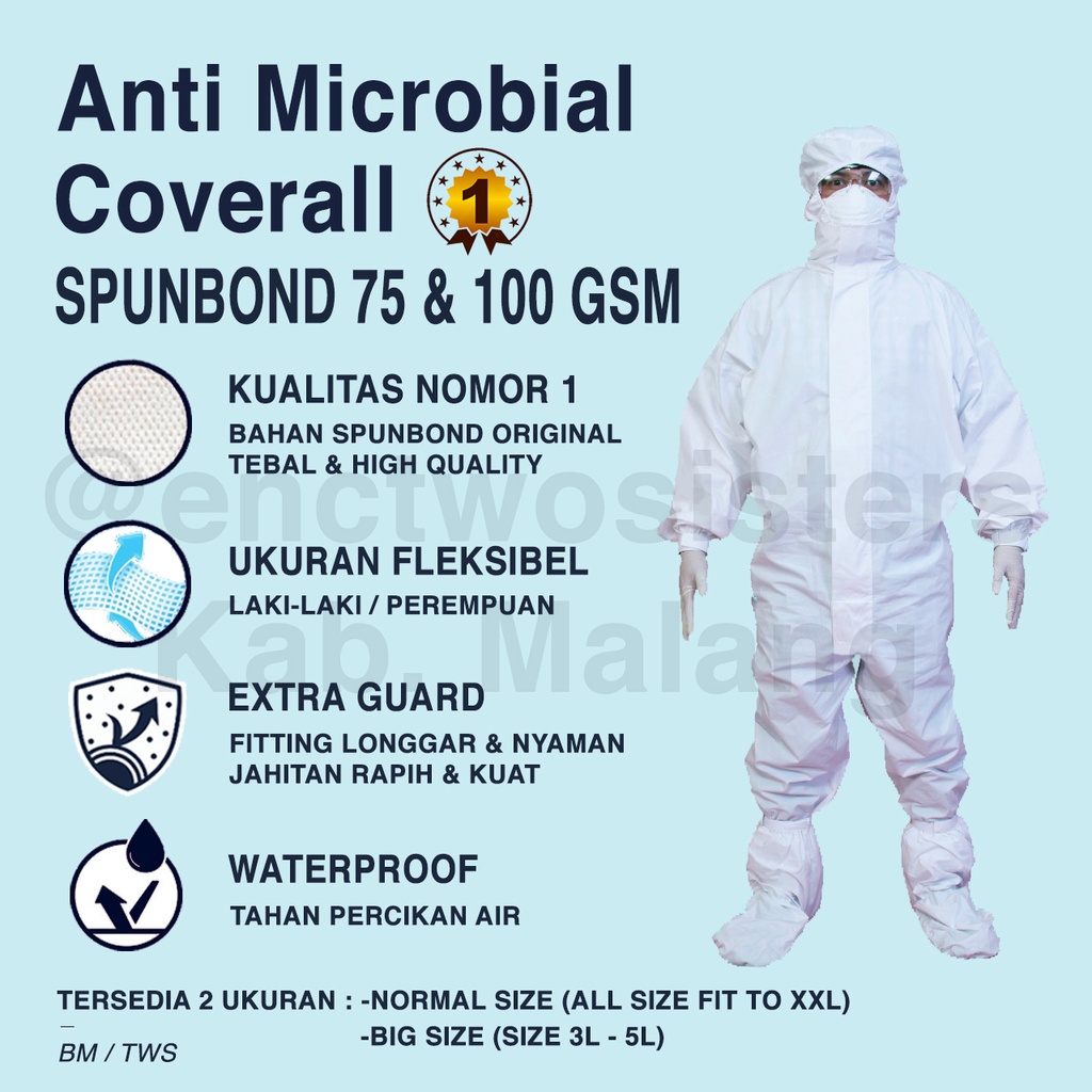 Jual APD Hazmat Coverall Putih Spunbond 75 Gsm Kemenkes Standard ...