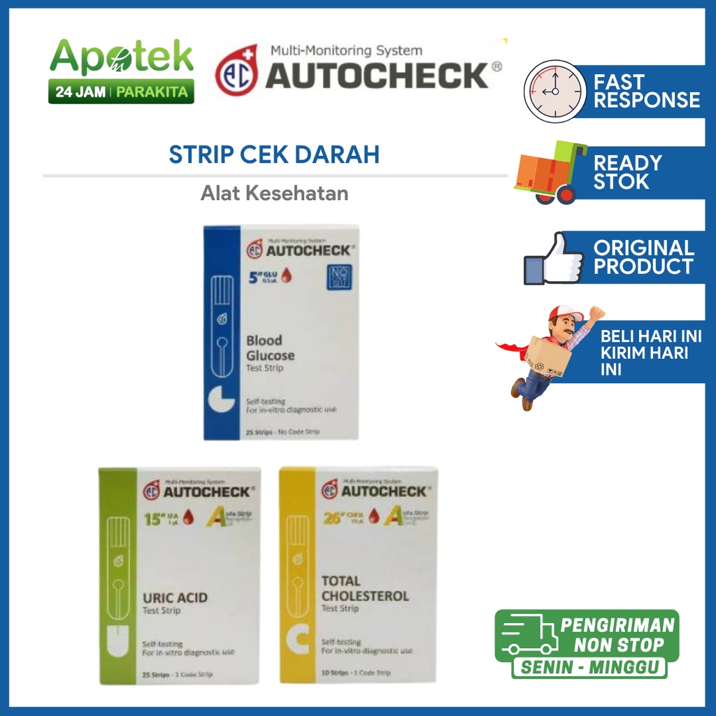 Jual Autocheck Strip Cek Gula/ Kolesterol/ Asam Urat / Stik Autocheck ...