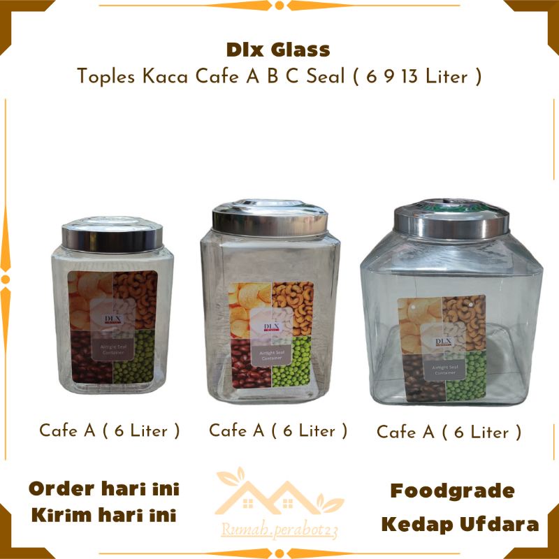 Jual DLX Glass Toples Kaca Cafe A B C ( 6 9 13 Liter ) Toples Kaca ...