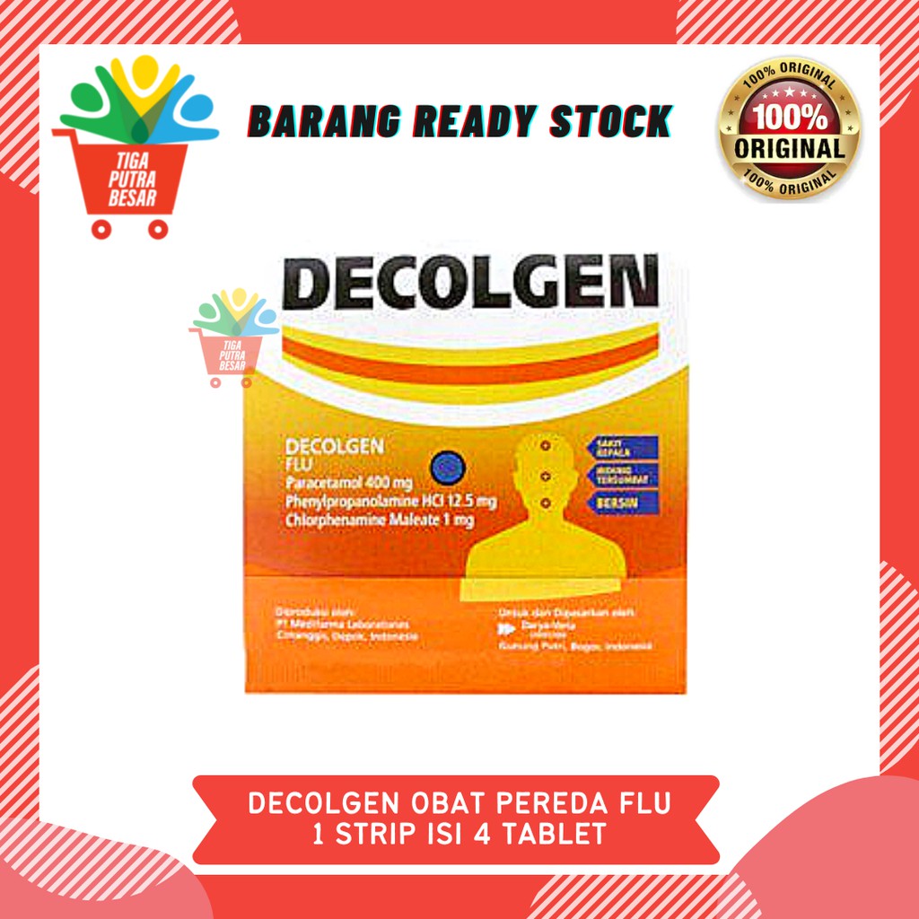 Jual DECOLGEN OBAT FLU SAKIT KEPALA HIDUNG TERSUMBAT 1 STRIP 4 TABLET ...