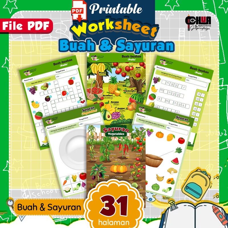 Jual Lembar Kerja Worksheet (file PDF) - Buah dan Sayuran | Shopee ...