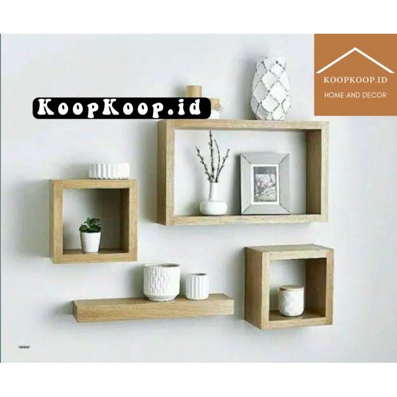 Jual Rak dinding new floating shelves 4 pcsr ak dinding kayu kotak 1 ...