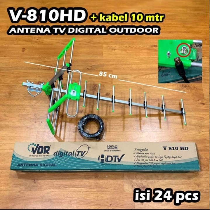 Jual ANTENA TV DIGITAL V-810 HD + KABEL 10M VDR | Shopee Indonesia