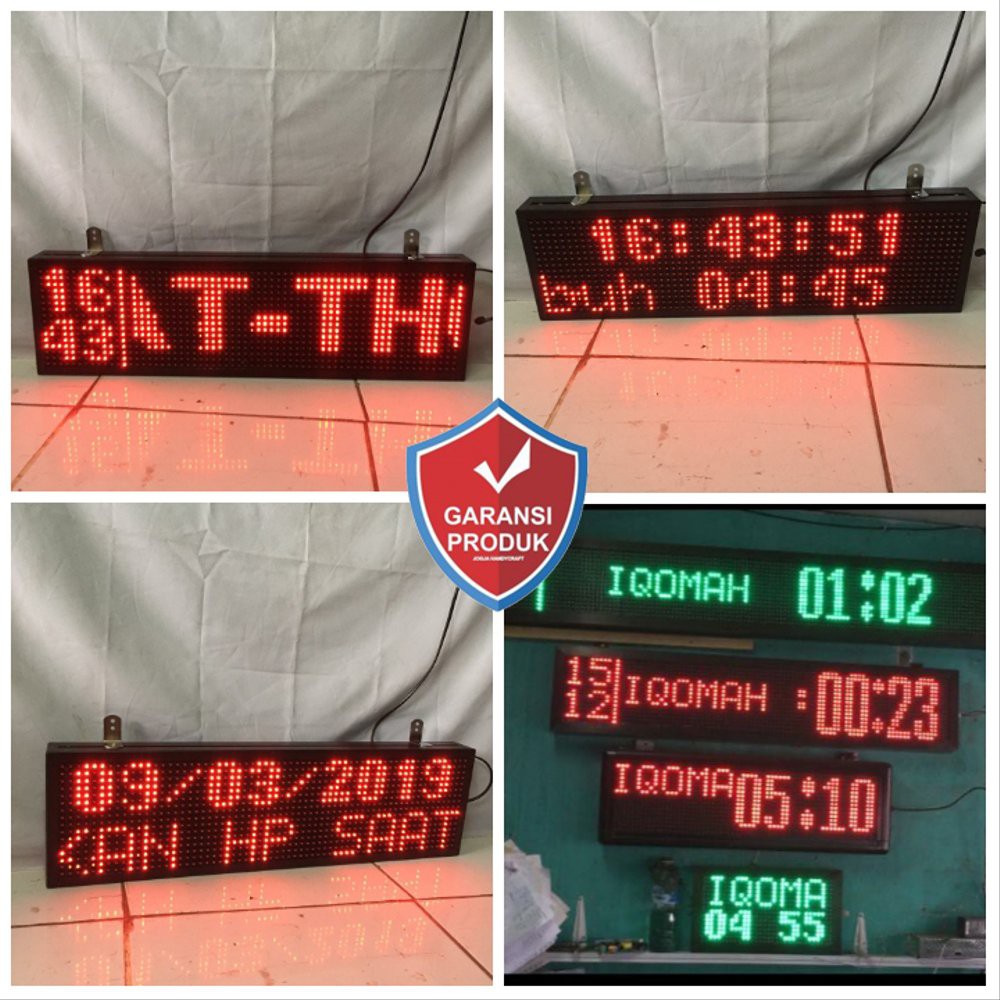 Jual Jam jadwal sholat digital masjid running text ukuran 20x70cm via ...