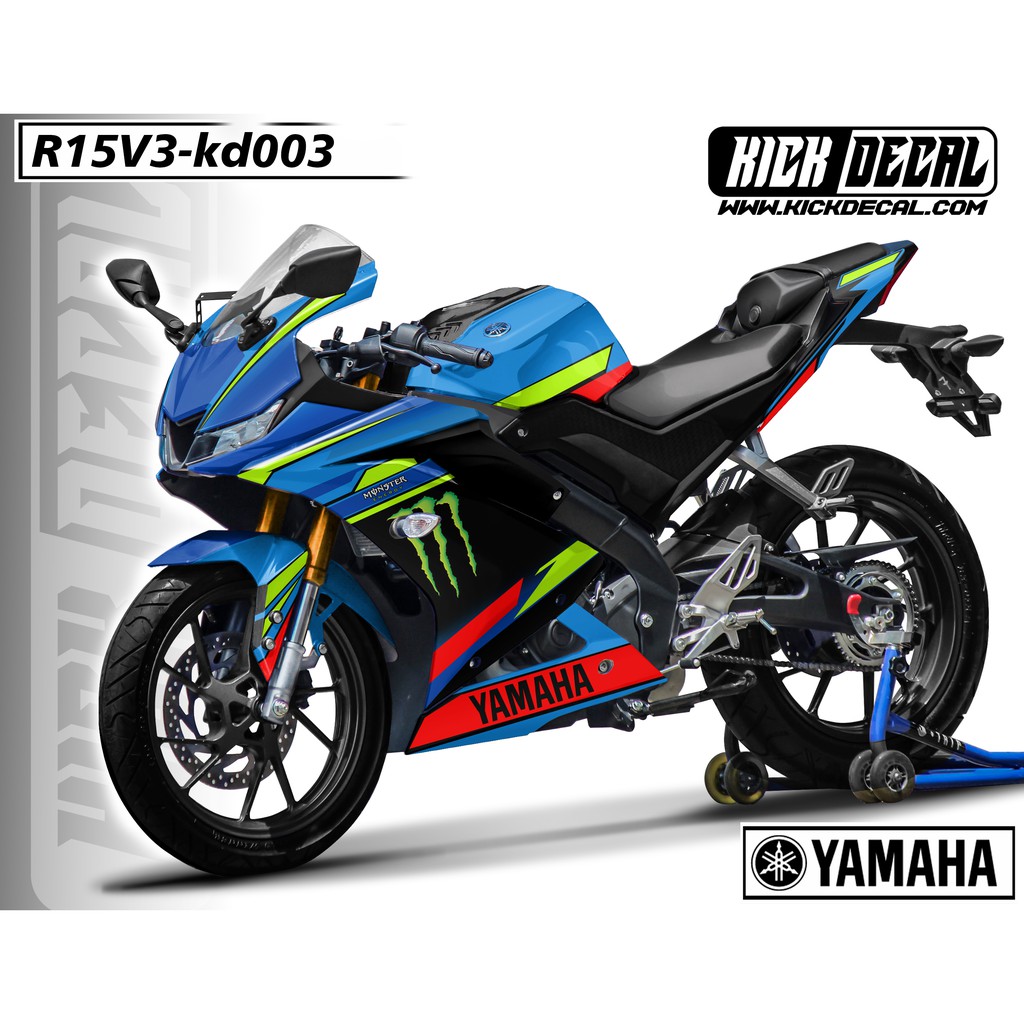 Jual STICKER DECAL YAMAHA R15 V3 MONSTER ENERGY BIRU MUDA - KD003 ...